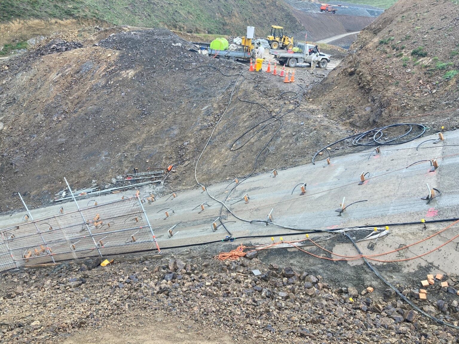 LH plinth view just after grouting anchor on site concrete – Waimea Water