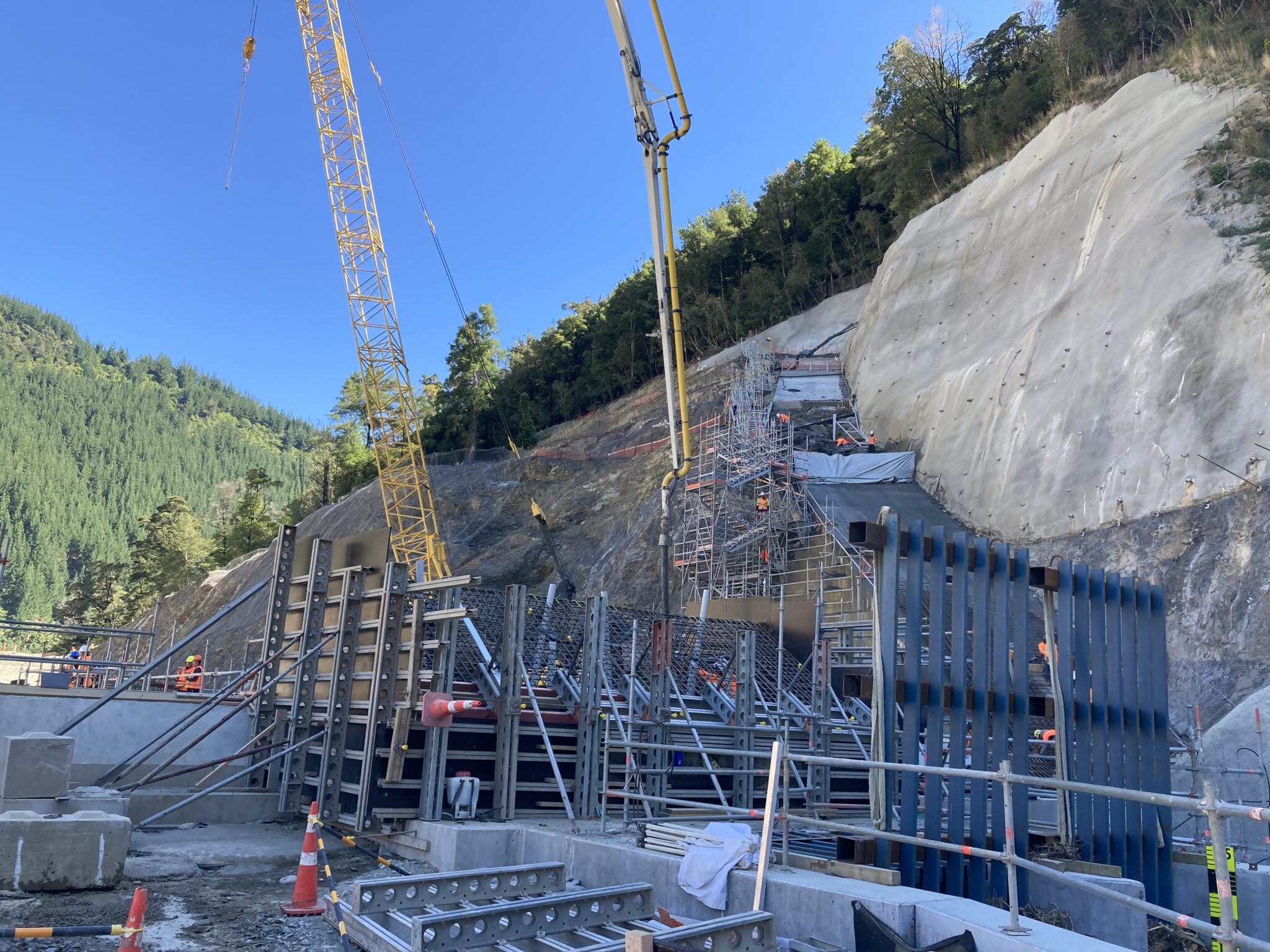 Pouring concrete in thrust block – Waimea Water