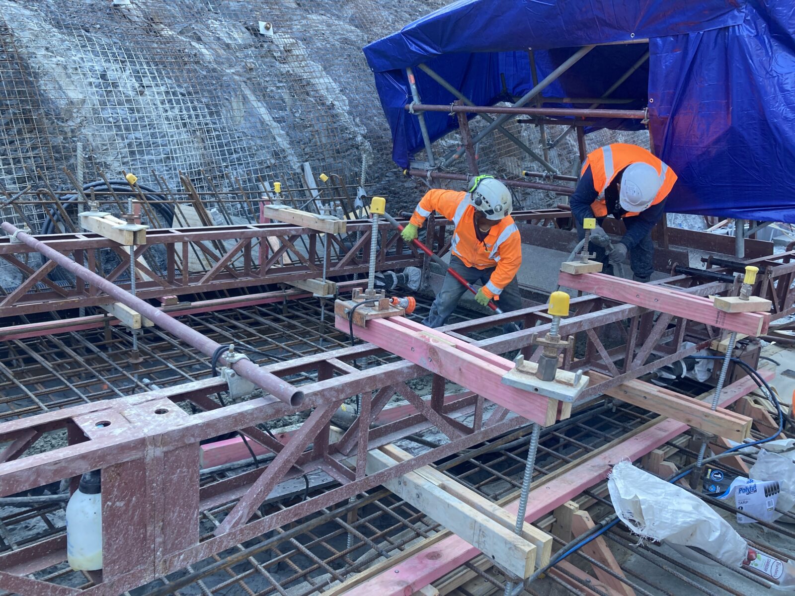 Slipforming in progress in spillway section 14 wall base (1) – Waimea Water